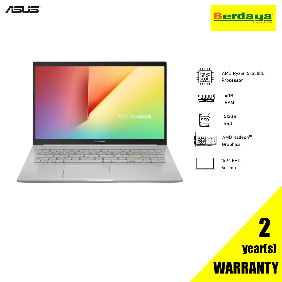 ASUS VIVOBOOK OLEH M513U-AL1217TS 15.6" AMD R5 CPU FHD OLED LAPTOP ...